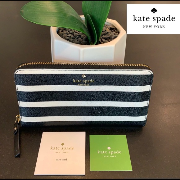 kate spade | Bags | Kate Spade Blackwhite Striped Wallet Removable ...